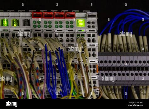 Terminal Of Control Cable And Wire Duct Terminal Block Industrial Power Case Stock Photo Alamy