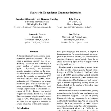 Sparsity In Dependency Grammar Induction Acl Anthology