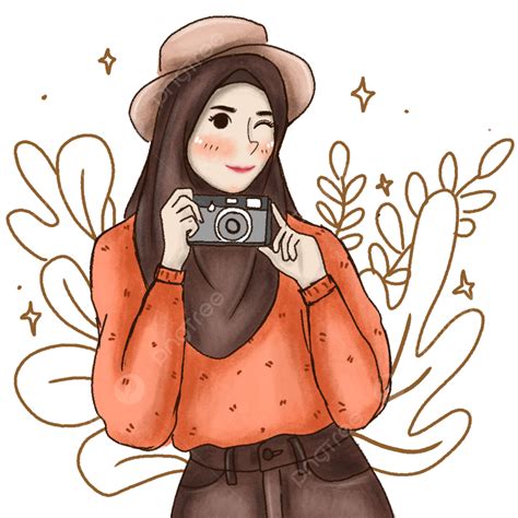 카메라와 함께 귀여운 소녀 Hijab 카메라 일러스트와 함께 소녀 Hijab 카메라 벡터와 소녀 Hijab 카메라 만화와 소녀 Hijab Png 일러스트 및 Psd