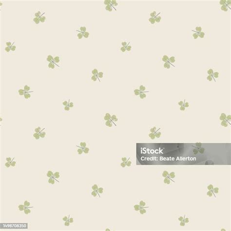 클로버 잎 패턴 Vectpr 배경입니다 손으로 그린 토끼풀 모티브가 있는 매끄러운 배경 중성 흩어져있는 식물 반복은 에크루