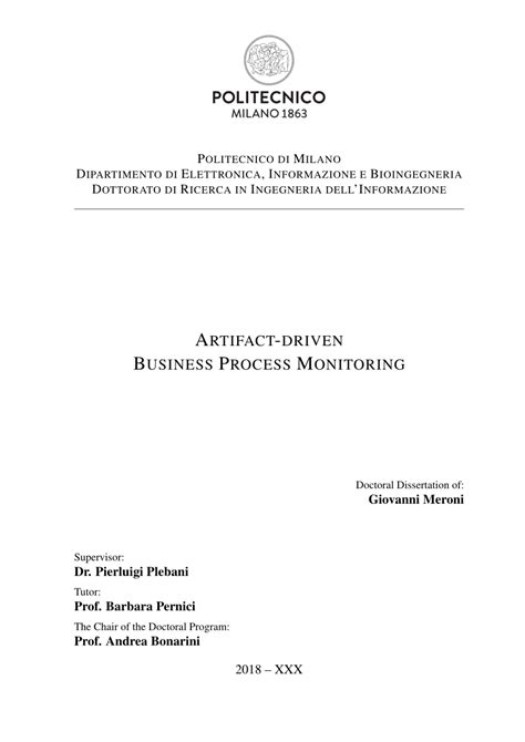 Pdf Artifact Driven Business Process Monitoring