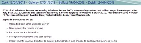 Ireland Events Windows Server 2012 “why Upgrade” Aidan Finn It Pro