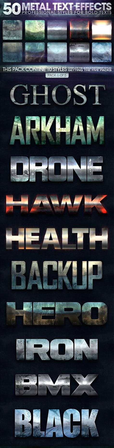 50 Kind Metal Text Effects Creative Psd Free Download