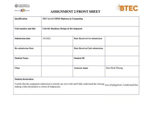 Database Design And Development1622 Assignments Database Programming Docsity