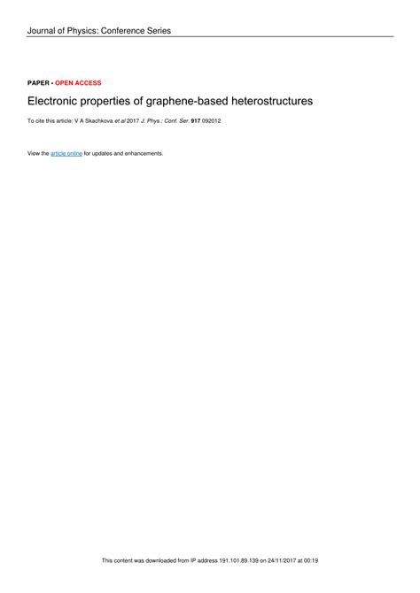 Pdf Electronic Properties Of Graphene Based Heterostructures