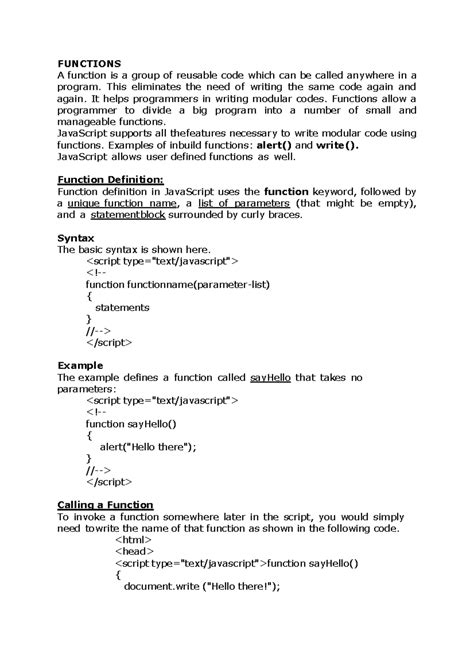 Lesson 4a Java Script Functions And Events Functions A Function Is A