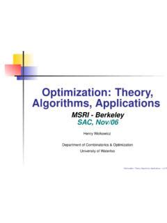 Optimization Theory Algorithms Applications Optimization Theory