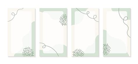 Instagram 스토리는 유기적 인 모양으로 중립적 인 녹색 템플릿을 사용하고 텍스트를위한 공간을 복사합니다 추상적인 손으로 그린 최소 벡터 배경 단일 이미지에 대한 스톡