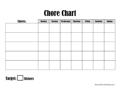 Grid Chore Chart Chore And Routines Printable