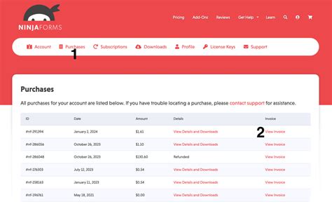 Generating A Purchase Invoice Ninja Forms