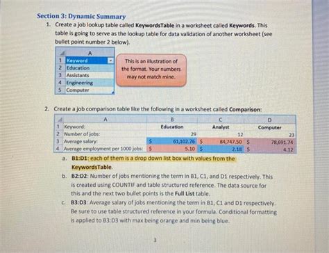section 3 dynamic summary 1 create a job lookup