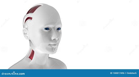 Humanoid Android Man Standing Cyberspace Binary Code Robot Artificial