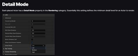 Inverse Detail Mode In Static Mesh Actor Actor Is Hidden In Medium