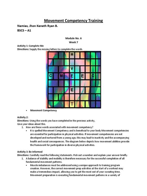 Movement Competency Training Module No 6 Pdf