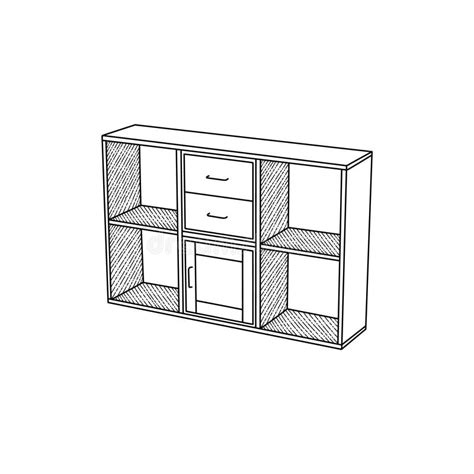 Bookshelf Line Art Design Template Stock Vector Illustration Of Paper