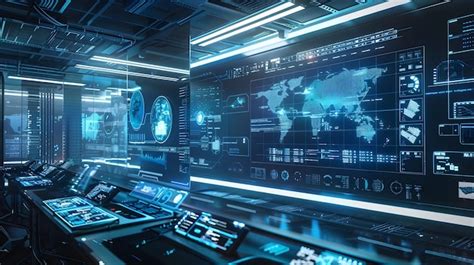 Futuristic Research Laboratory With Sleek Interfaces And Holographic