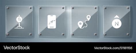 Set Compass Route Location City Map Navigation Vector Image