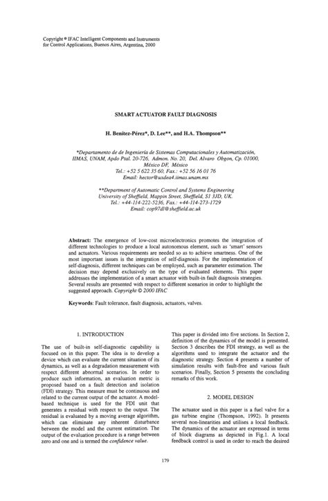 Pdf Smart Actuator Fault Diagnosis