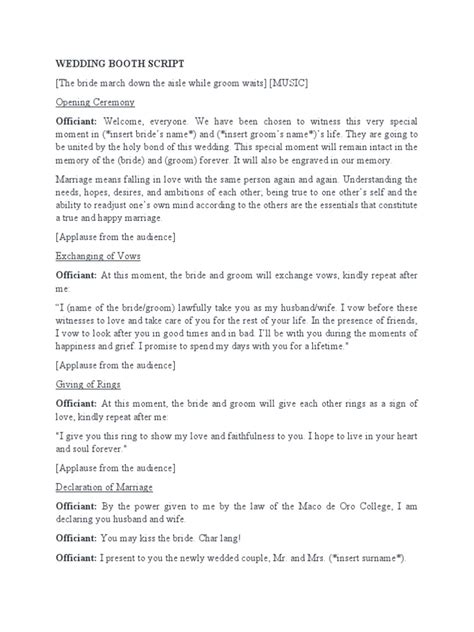 Wedding Booth Script Pdf