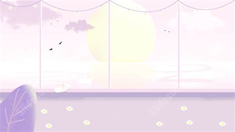 Purple Pink Scenery Romantic Window Warm Cartoon Powerpoint Background For Free Download