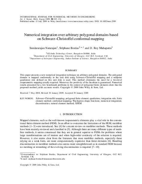 Pdf Numerical Integration Over Arbitrary Polygonal Domains Based On Schwarz Christoffel
