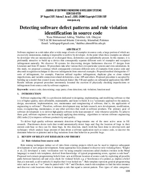 pdf detecting software defect patterns and rule violation