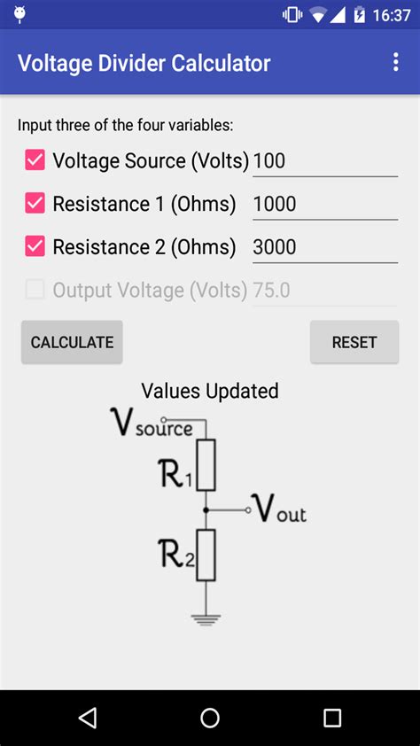 Easy Voltage Divider Calculator App On Amazon Appstore
