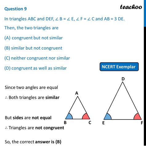Ncert Exemplar Triangles Class 10 [mcq] In Triangles Abc And Def