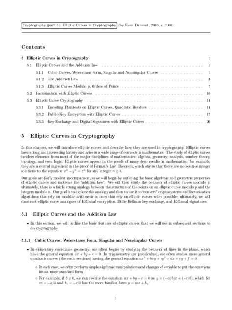 Cns Problems Cryptography 5 Elliptic Curves In Cryptography Pdf