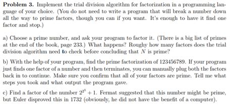 Solved Problem 3 Implement The Trial Division Algorithm For