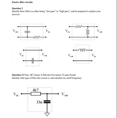 Solved Passive Filter Circuits Question2 Identify These