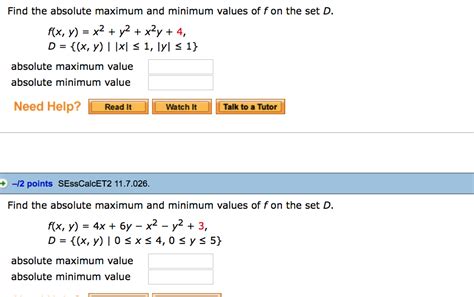 Solved Find The Absolute Maximum And Minimum Values Of F On