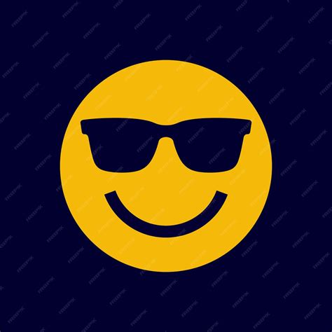 Premium Vector Happy Emoticon With Sunglasses Vector Icon Smiling