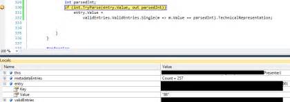 c int32 tryparse throwing nullreferenceexception stack overflow