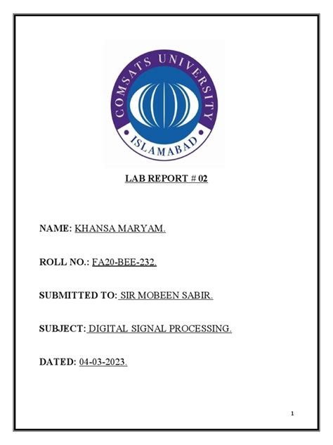 Lab Report 3 Dsp Pdf Elementary Mathematics Algorithms