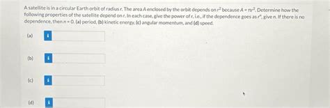 Solved A Satellite Is In A Circular Earth Orbit Of Radius R