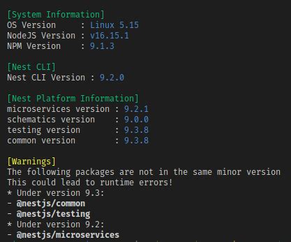 Display Dependencies Version Mismatch On Info Command Issue 1929