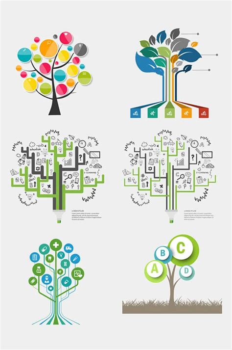 智慧树科技树状图元素素材 花瓣网