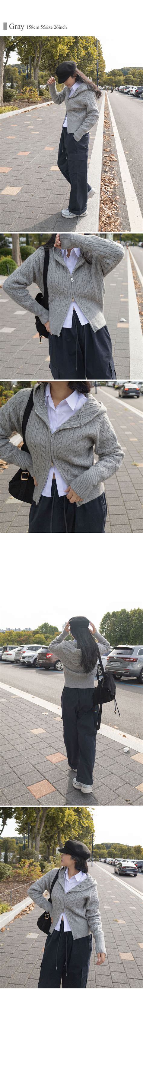 달데 후드카라 레오 꽈배기 투웨이 니트 집업 니트집업가디건 니트집업투웨이 니트집업크롭 가을아우터 겨울아우터