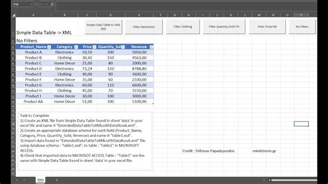 excel table xml file microsoft access table youtube