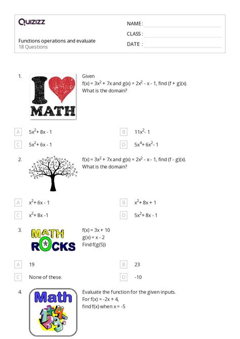 50 Functions Operations Worksheets For 10th Grade On Quizizz Free