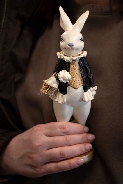 Elegant Easter Character Decorative Rabbit Figurine Held In Hands