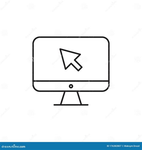 Computer Monitor With Cursor Vector Icon Stock Vector Illustration Of Linear Modern