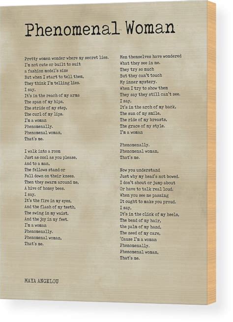 Maya Angelou Phenomenal Woman Poster