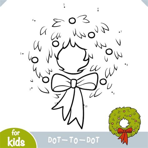 어린이 크리스마스 화환을 위한 숫자 게임 교육 게임 프리미엄 벡터