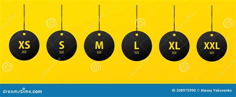 Clothing Size Label Icon In Black Small Large And Extra Large Sizes XS S M L XL XXL Tags