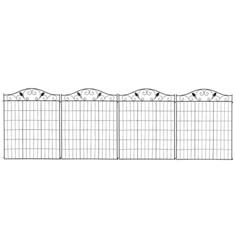 Garden Fence Set Med 4 Dekorativa Metallstaket 365x112cm För Balkong Och Trädgård Svart Cdon