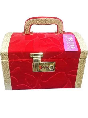 Woodenpvc And Velvet Red And Golden Palki Box Size 9 X 6 Inch At