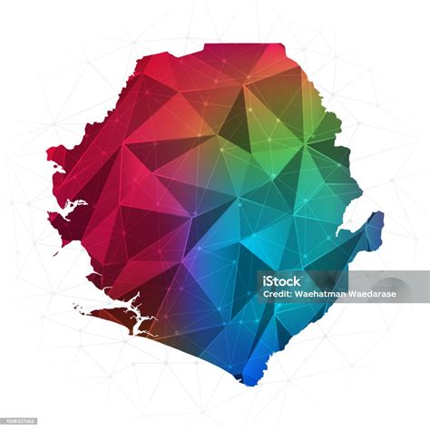 시에라리온 지도 추상 다각형 벡터 그림 낮은 폴리 다채로운 스타일 그라데이션 그래픽 다중 색상에 대한 스톡 벡터 아트 및 기타 이미지 다중 색상 로우 폴리곤 모델링