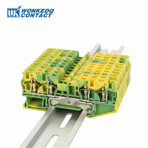 ST QU PE Ground Wire Connector Terminal Block ฤดใบไมผล ST mm ² In out ไฟฟา Din Rail